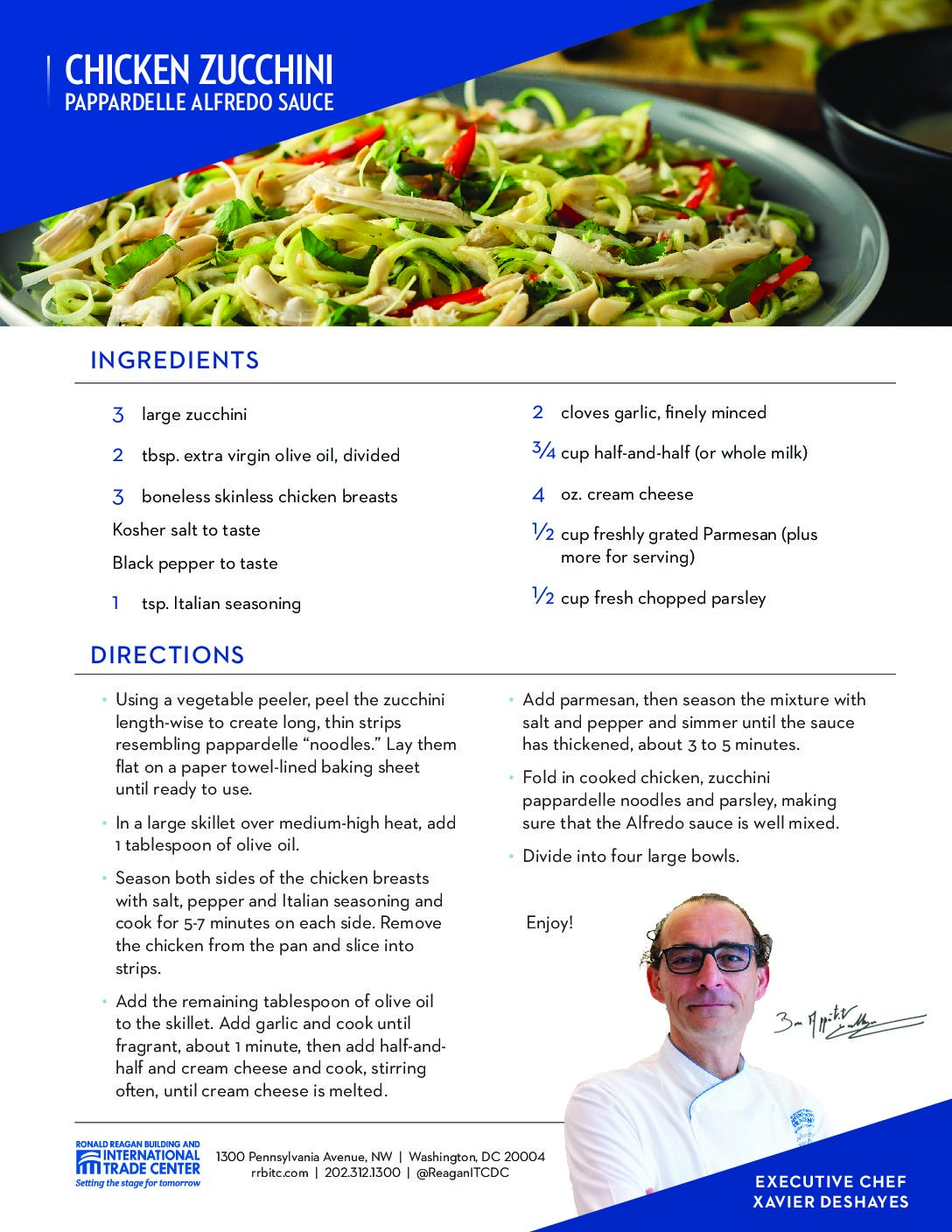 Chicken Zucchini Pappardelle – Recipe Card | Ronald Reagan Building and ...